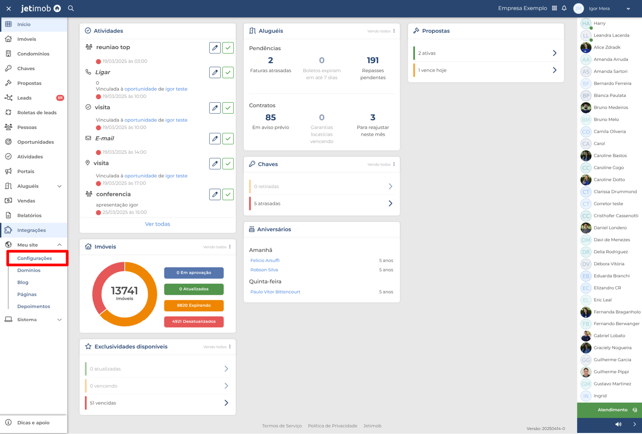Como habilitar a área do cliente para o site Jetimob?